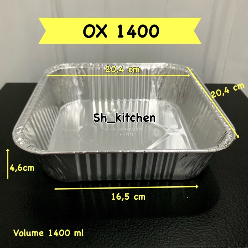 Jual Alumunium foil tray OX-1400 TANPA TUTUP aluminum bentuk kotak | Shopee Indonesia