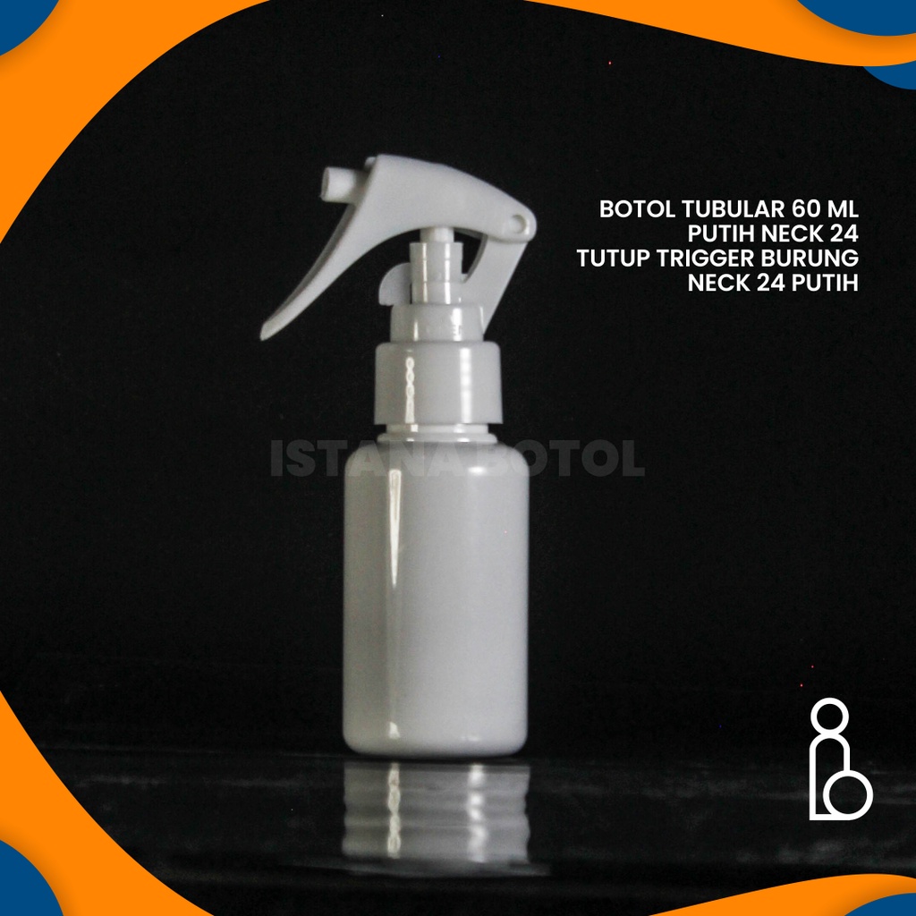 Jual BOTOL PLASTIK 60 ML SPRAY SEMPROT TUBULAR TRIGGER PUTIH | Shopee Indonesia