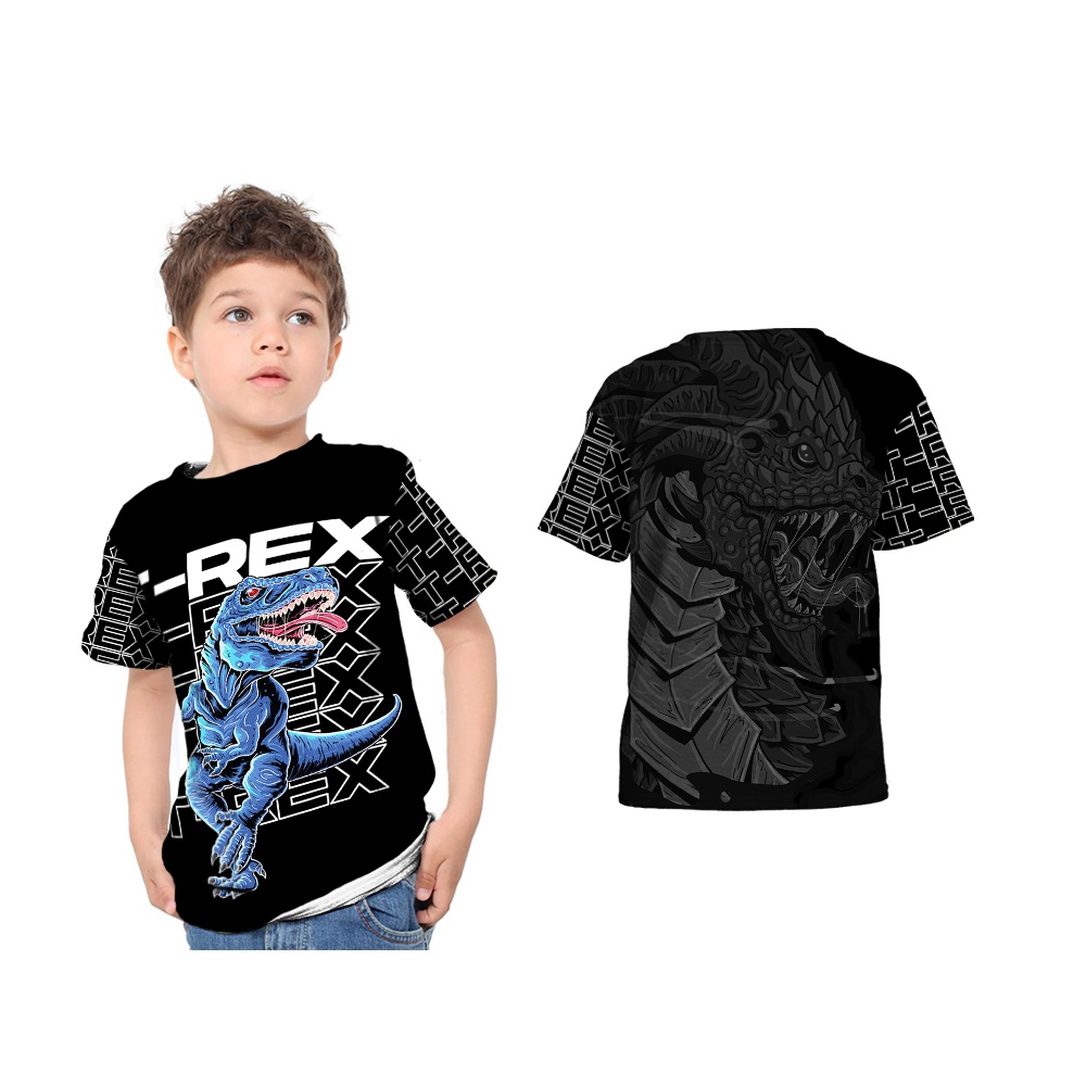 Jual Baju Kaos Tshirt Anak Pattern Dinosaurus T-Rex Full Printing ...