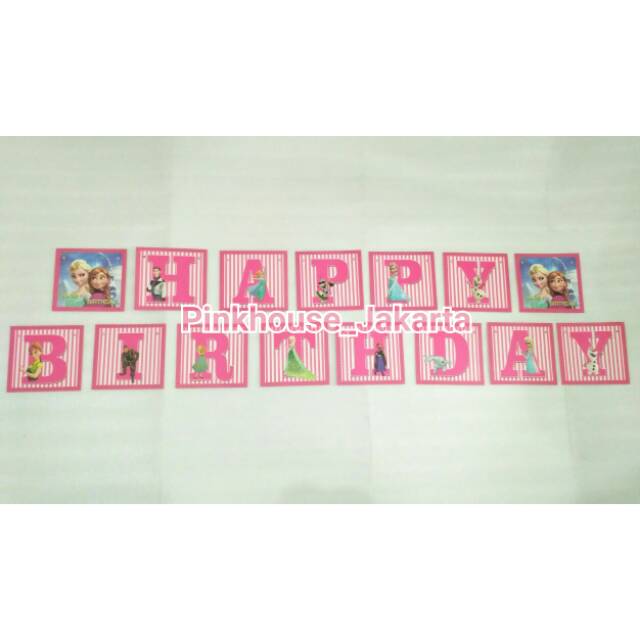 Jual Banner / Bunting Flag HBD Kotak Motif Frozen - Banner Happy ...