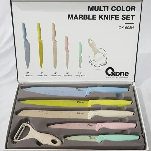 Jual Oxone OX-608N Pisau Set Multi Colour Marble Knife | Shopee Indonesia