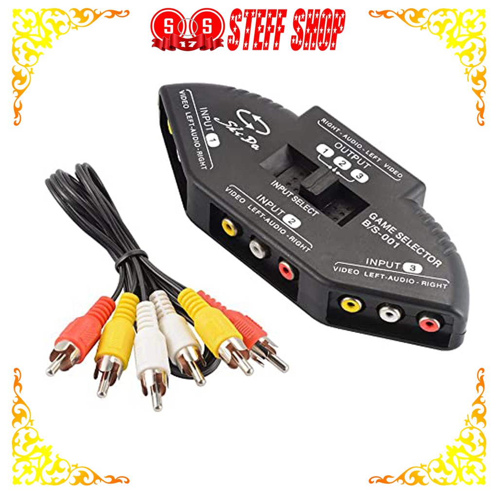 Jual TV Switch Box RCA 3 Input 1 Output with Composite AV RCA Cable ...