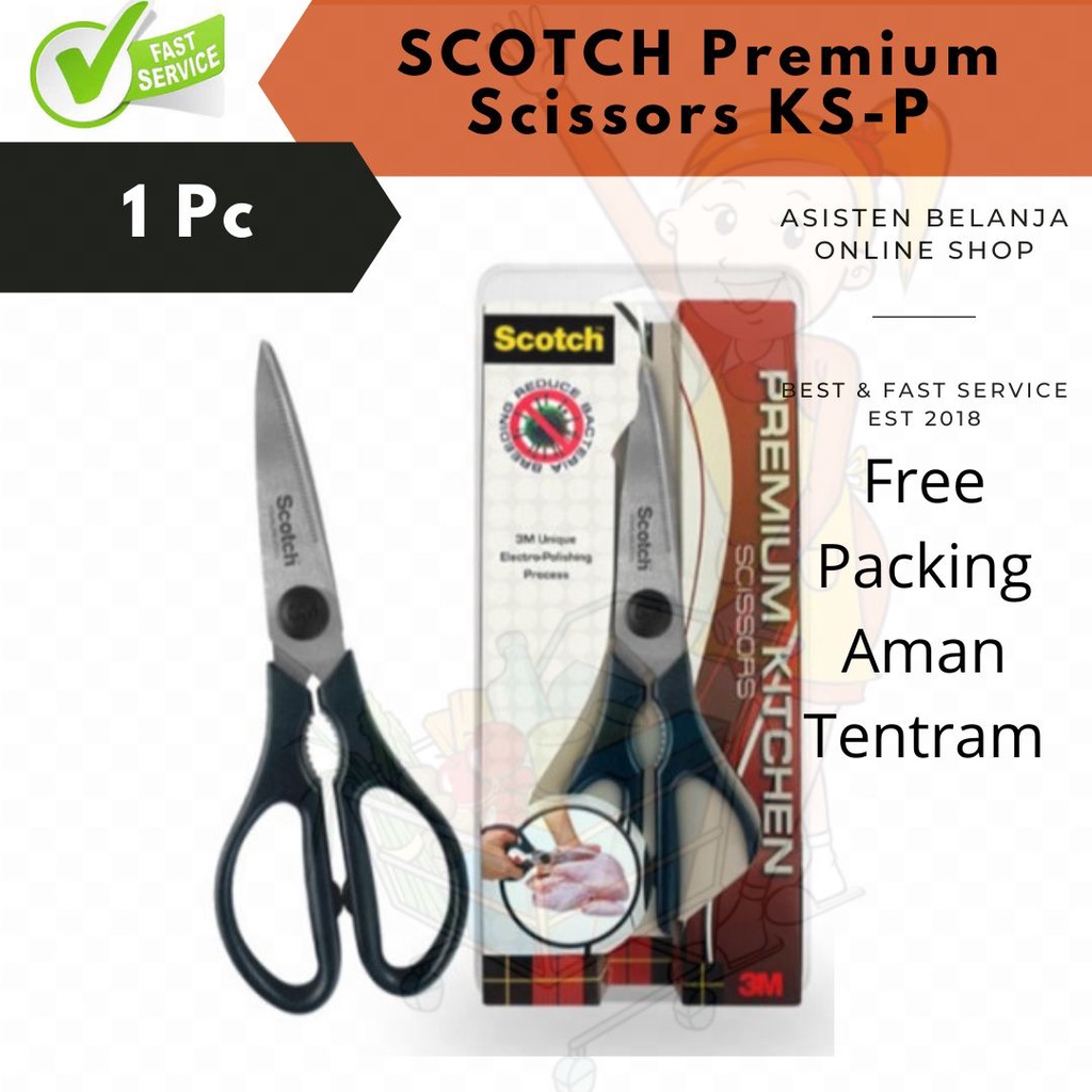 Jual 3M SCOTCH Premium Kitchen Scissor Gunting Dapur Stainless Steel ...