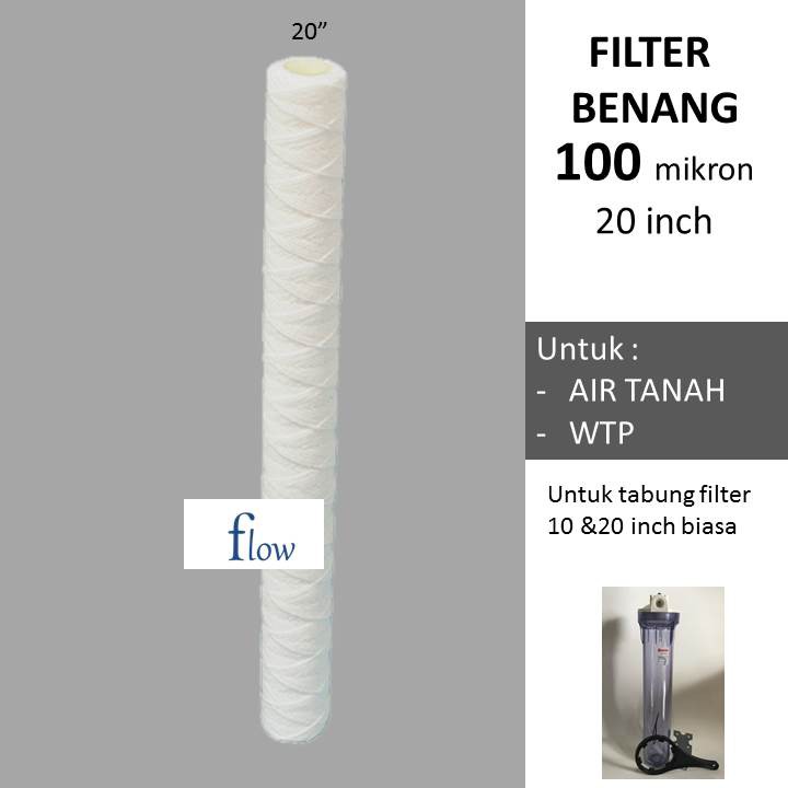 Jual Katrid Filter Benang 20 inch 100 mikron - Sedimen - Catridge ...