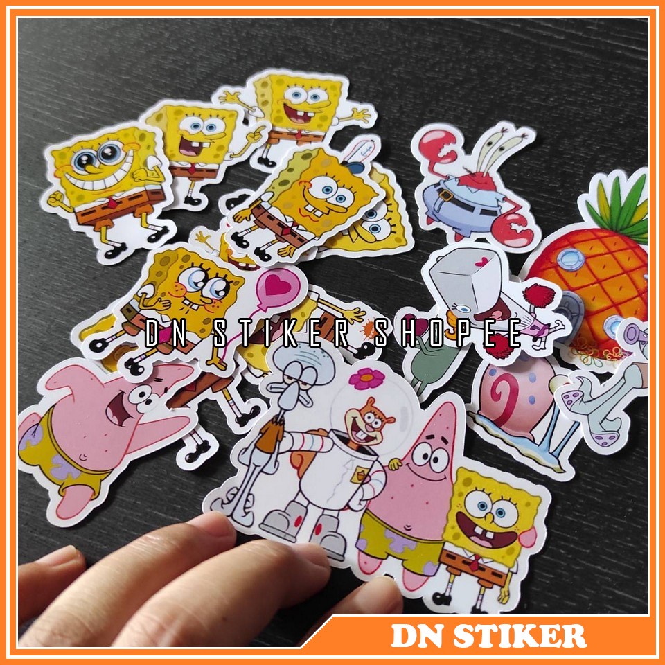 Jual stiker spongebob Stiker kertas karakter spongebob 17pcs sticker ...
