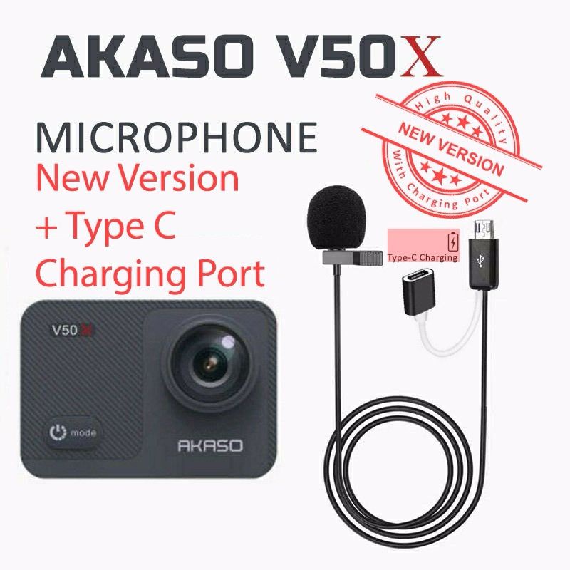 Jual Akaso V50X Microphone Lavalier + Charging Port 150cm versi Micro ...