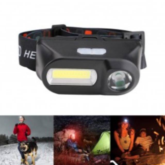 Jual Headlamp flashlight LED 3 modes USB charging ( BLACK ) | Shopee ...