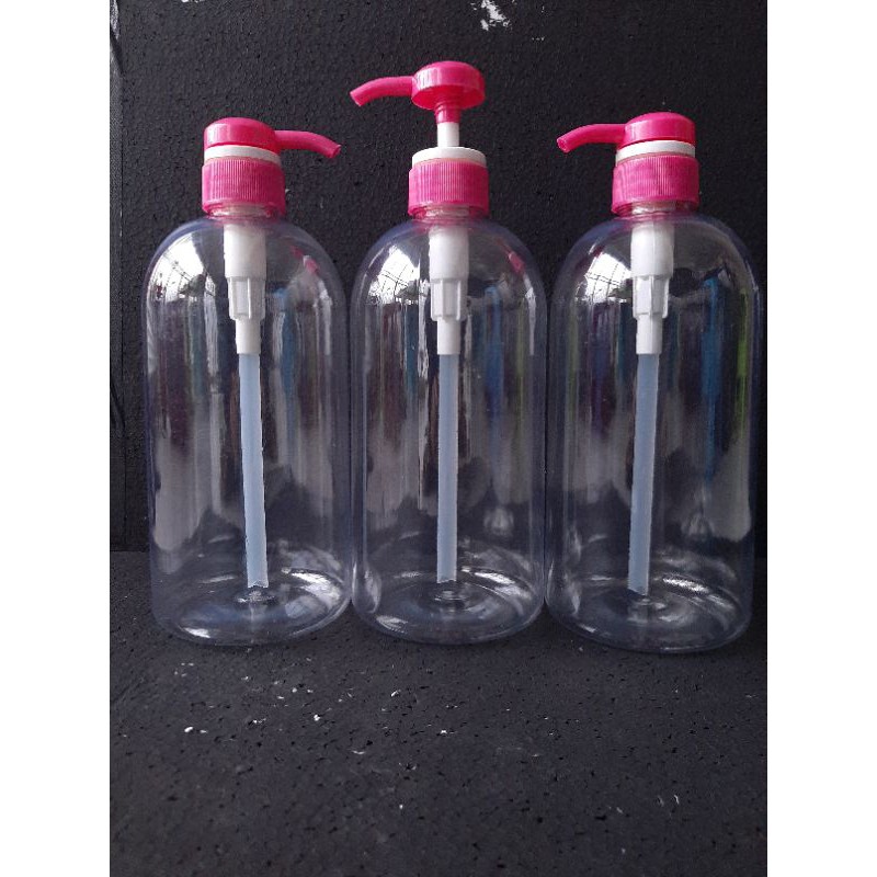 Jual Botol 1000ml bening tutup pump pink | Shopee Indonesia