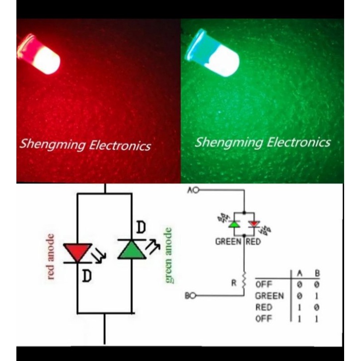 Jual LED BIPOLAR 2 WARNA RED GREEN 3 MM 5 MM 2 PIN | Shopee Indonesia