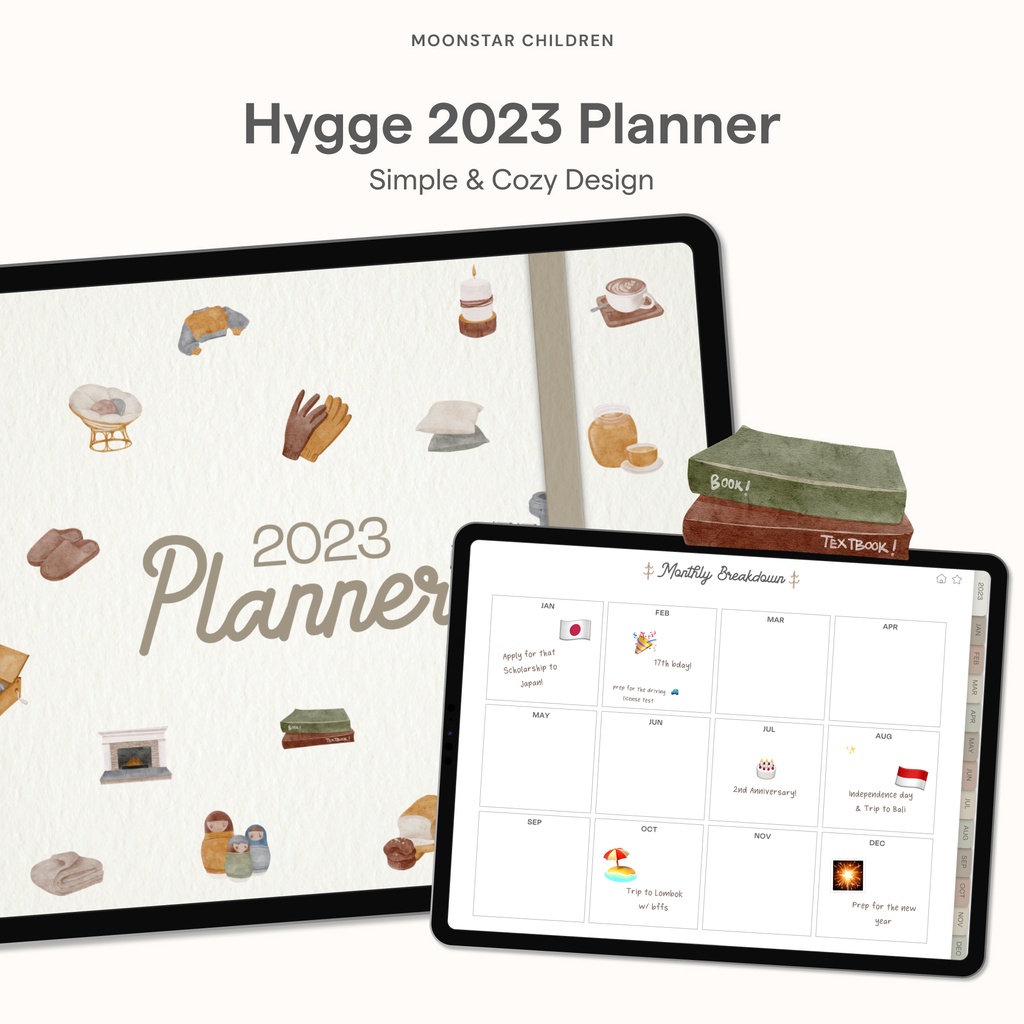 Jual Hygge 2023/2024 Digital Planner BuJo Journal Yearly Monthly Daily ...