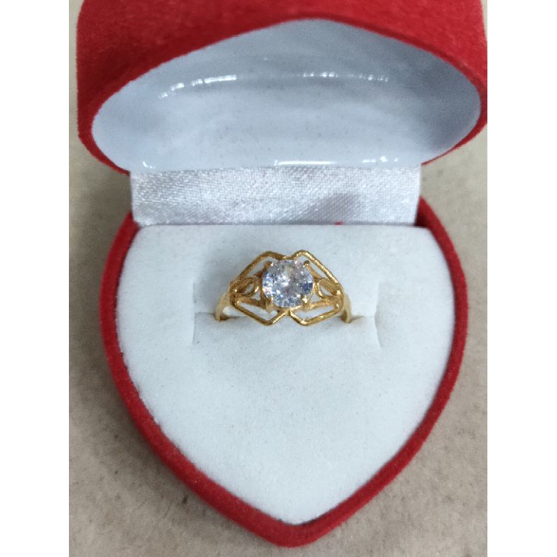 Jual cincin mata putih ukir segi tiga 1 gram emas muda | Shopee Indonesia