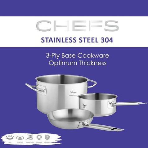 Jual Bima Chefs Frying Pan D28cm, SUS-304 Stainless Steel BP1901528 Penggorengan Fry Pan ...