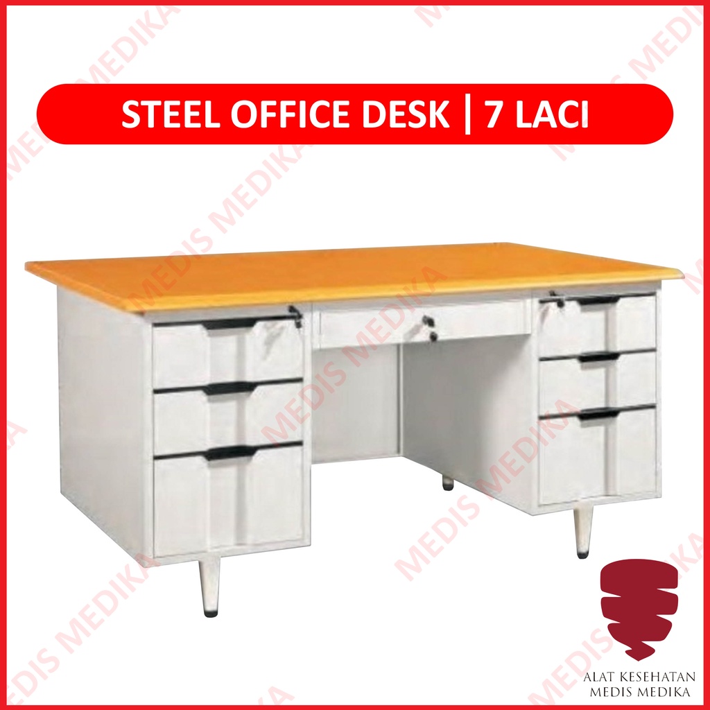 Jual Meja Tulis Kantor Kerja Belajar Office 7 Laci Steel Desk Besi ...