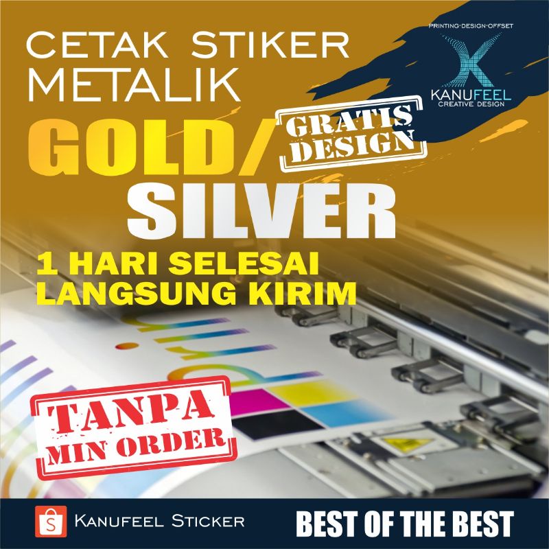 Jual Print stiker metalik GOLD atau SILVER ( TANPA MINIMUM ORDER DAN ...