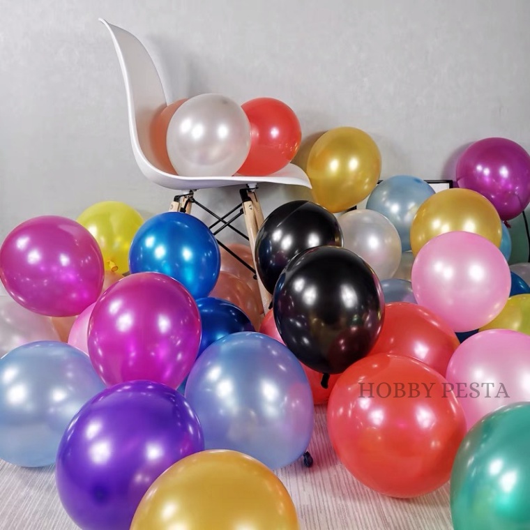 Jual BALON LATEX METALIK 10 INCH 2,2 GRAM ISI 10 PCS RANDOM | Shopee ...