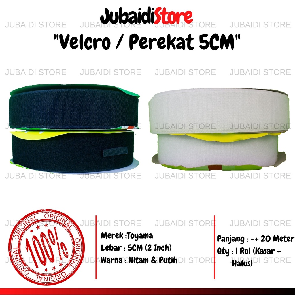 Jual Velcro / hook & loop / perekat 2inch Hitam & Putih 5 Cm Rol ...