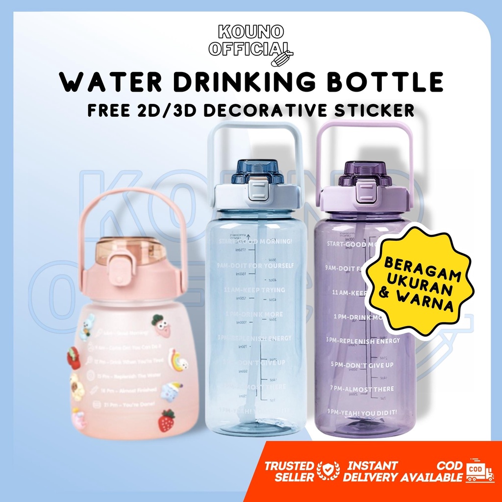 Jual COD BOTOL MINUM 1300ML (1.3L), 1000ML (1L), 2000ML (2L) REUSABLE ...