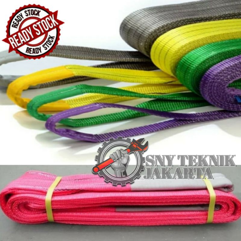 Jual Original Webbing Sling Belt Polyester Tali Angkat 5 Ton x 12 Meter ...