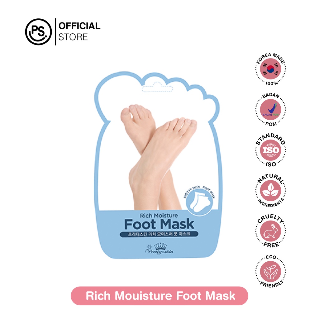 Jual PRETTY SKIN KOREA Rich Moisture Foot Mask/ Masker Kaki/ Perawatan ...
