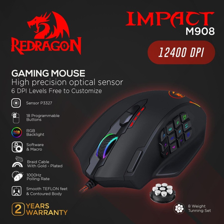 Jual Redragon Impact M908 - Gaming Mouse | Shopee Indonesia