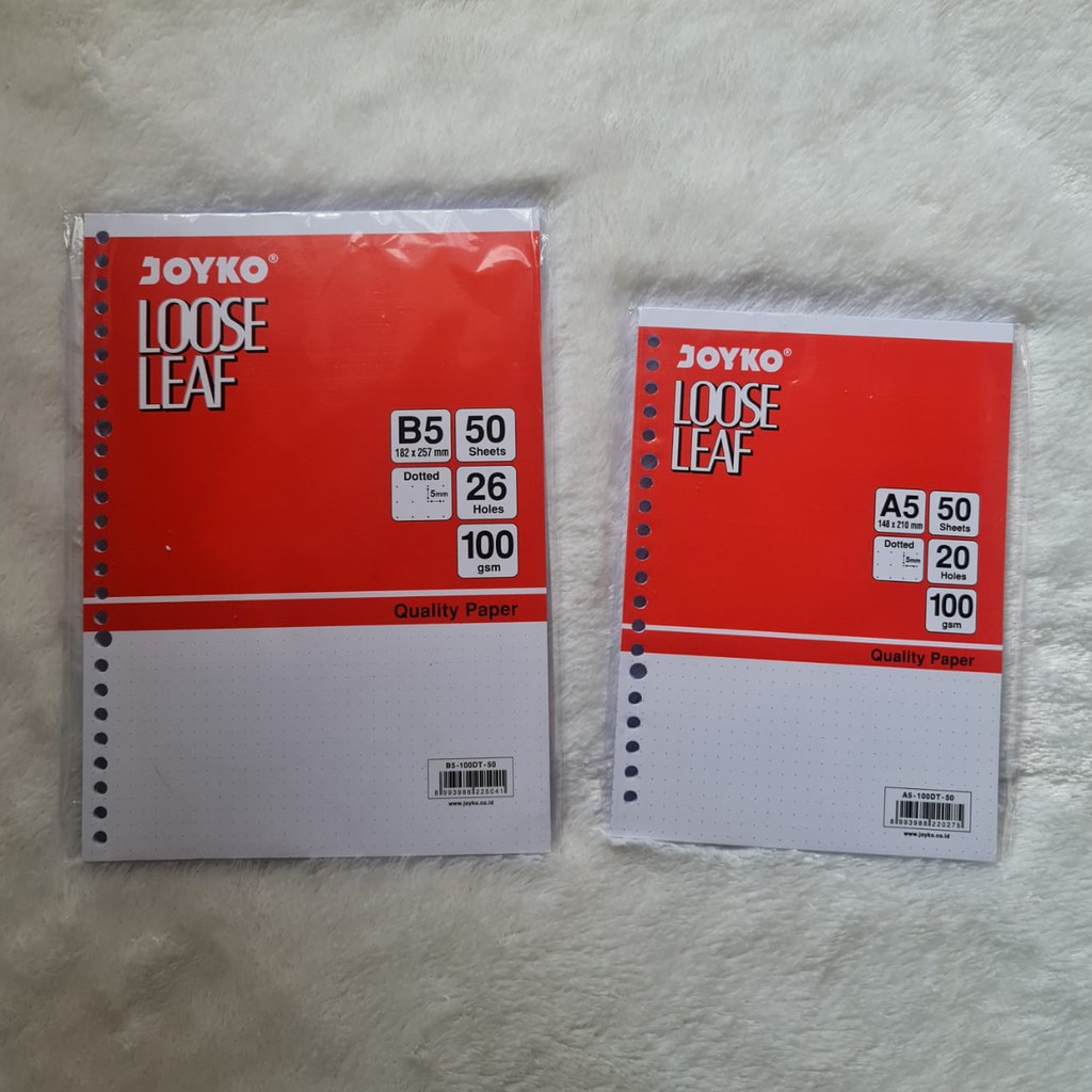 Jual KERTAS LOOSE LEAF JOYKO DOTTED 100gsm 50 LEMBAR, A5 & B5 | Shopee Indonesia