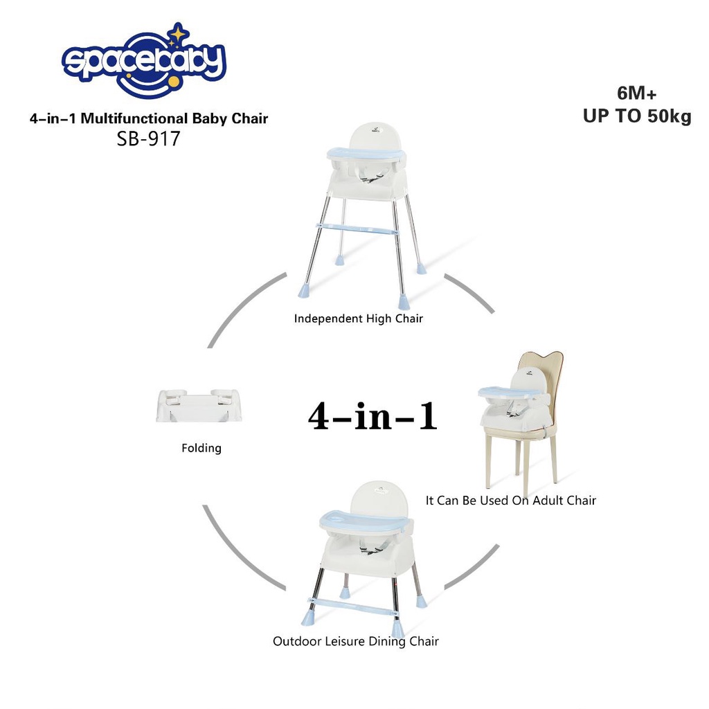 Jual SPACE BABY HIGH CHAIR 4IN1 SB-918 SB 918 SB918 || SPACE BABY SB917 ...