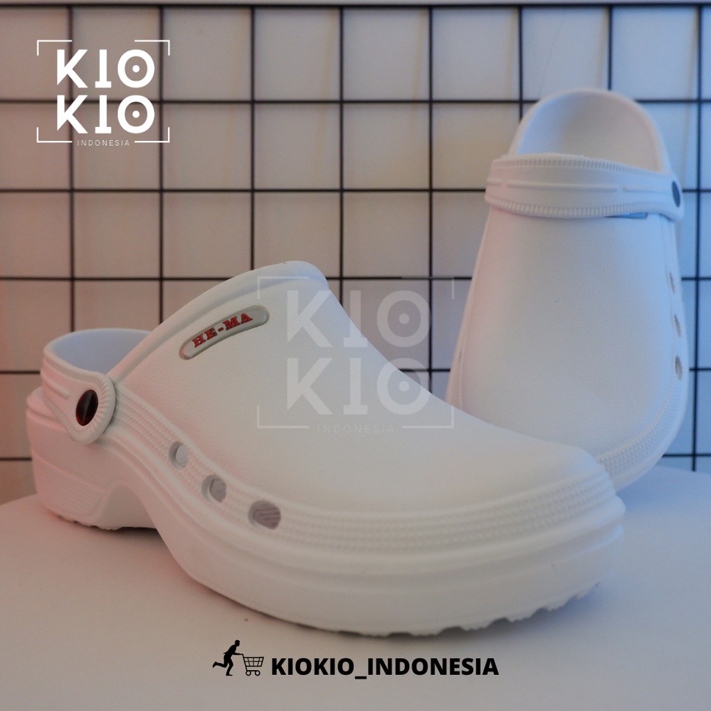 Jual Sandal Crocs Medis Putih bersih Sandal Perawat /Dokter/Bidan ...