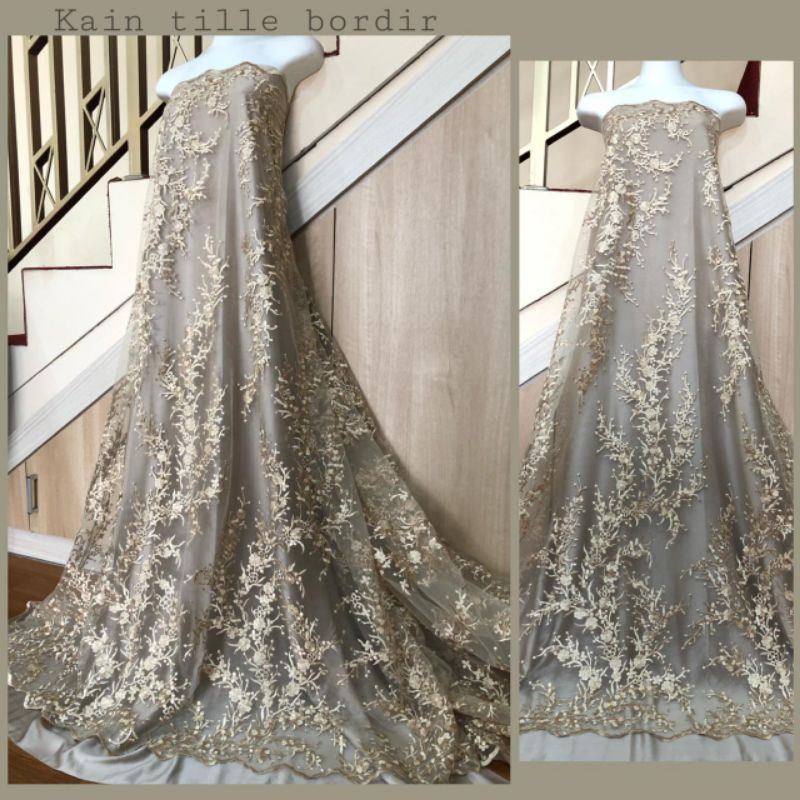 Jual Kain Tile/Tulle Bordir, kain tile brokat, tile mutiara, tile polos ...