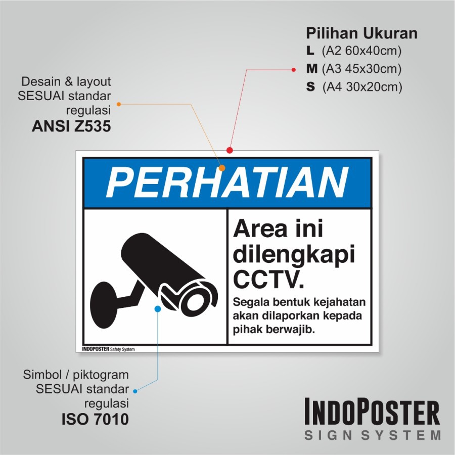 Jual Stiker Safety Sign Rambu K3 ANSI Area Ini Dilengkapi CCTV | Shopee Indonesia