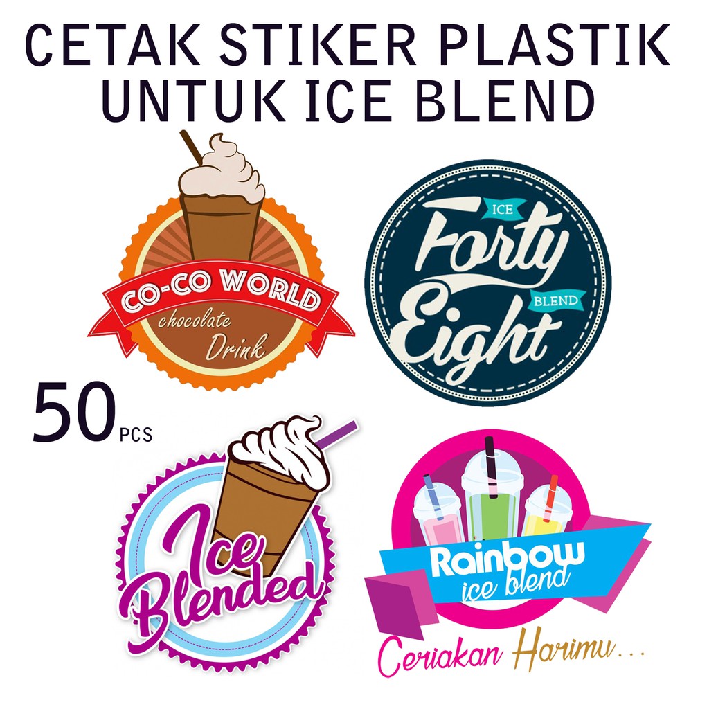 Jual STIKER PLASTIK ICE BLEND UK.4CM | Shopee Indonesia