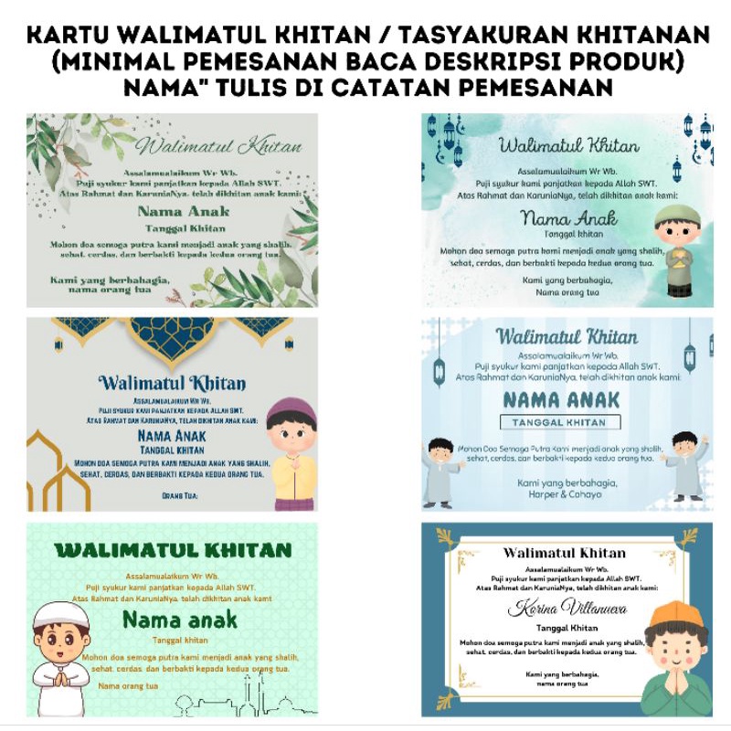 Jual KARTU KHITANAN / KARTU WALIMATUL KHITAN / KARTU TASYAKURAN ...