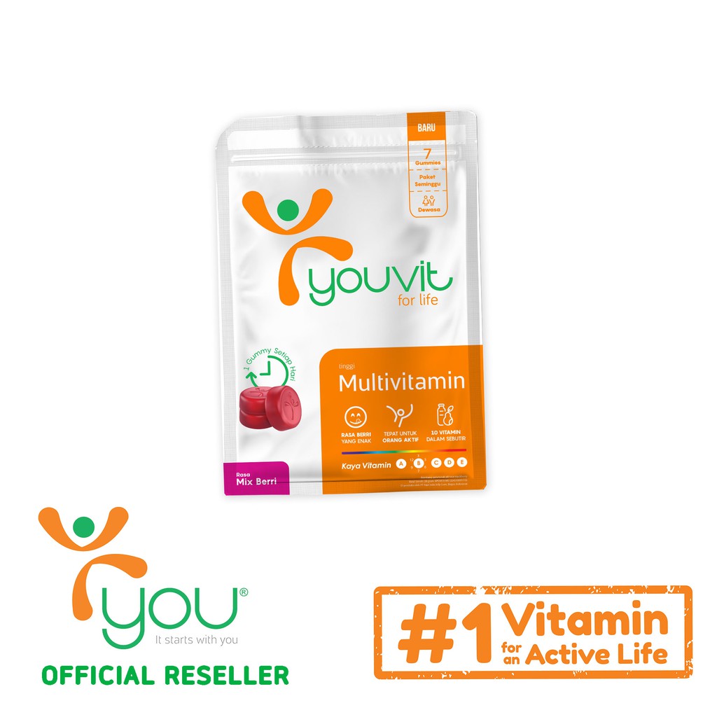 Jual Youvit Multivitamin Gummy Dewasa Sachet Isi 7 Gummy | Shopee Indonesia