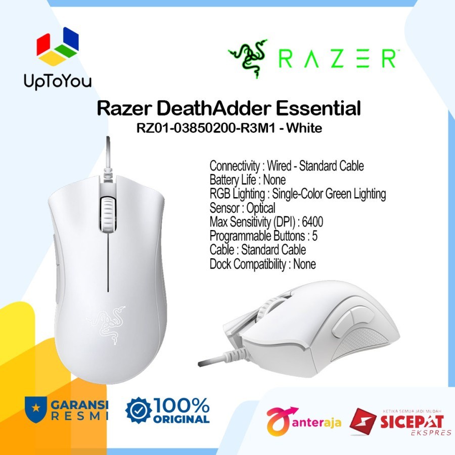 Jual Razer DeathAdder Essential White - Essential Gaming Mouse | Shopee ...