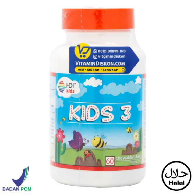Jual Hdi Tablet Kunyah Pemelihara Daya Tahan Tubuh Anak Kids 3 BPOM ...