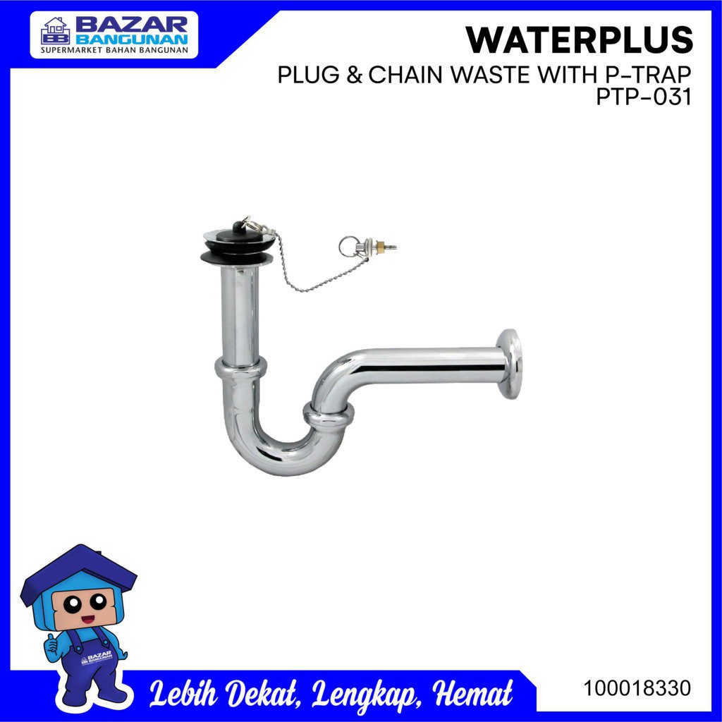 Jual Waterplus - Pipa Pembuangan / P-Trap With Chain / Plug Ptp 031 ...