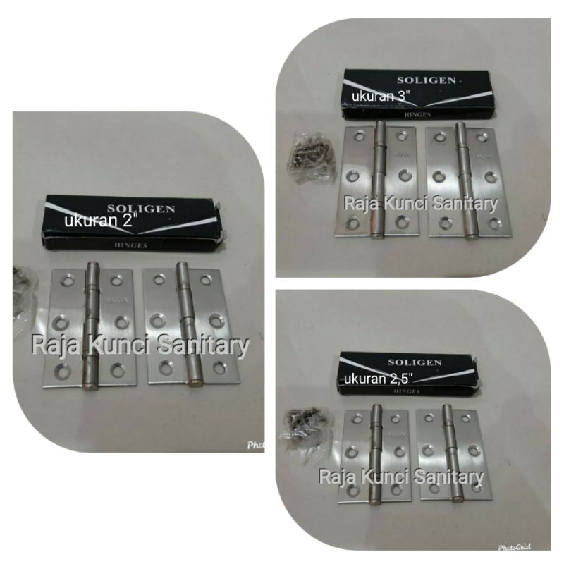 Jual Engsel Soligen 2"inch/2.5"inch/3"inch/Engsel Lemari Soligen/Engsel ...