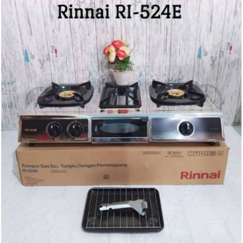Jual Rinnai Kompor gas RI 524 E/RI-524E 3 tungku dengan grill garansi ...