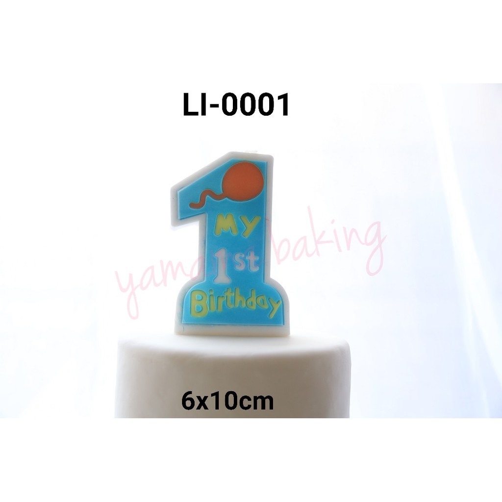 Jual LI-0001 Lilin angka 1 satu first birthday ulang tahun biru/pink ...