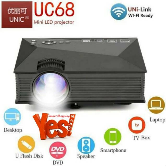 Jual LED Projector / Proyektor Unic UC68 1800 Lumens WiFi Wireless ...