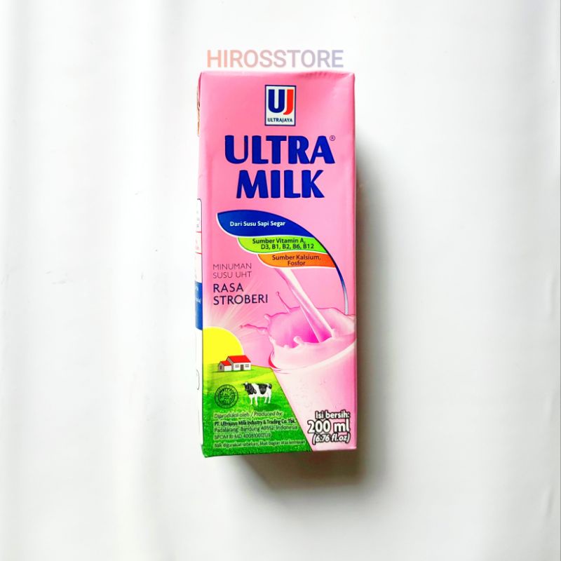 Jual Susu Ultra Milk UHT 200ml • Rasa Stroberi • Full Cream • Cokelat | Shopee Indonesia