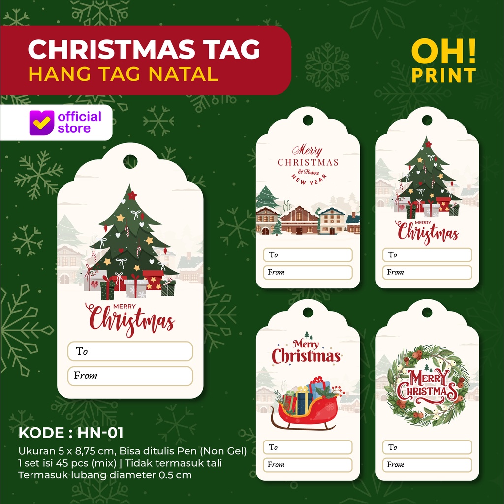 Jual 45 PCS Hang Tag Natal - Hang Tag Christmas - Hang Tag Label - Hang ...