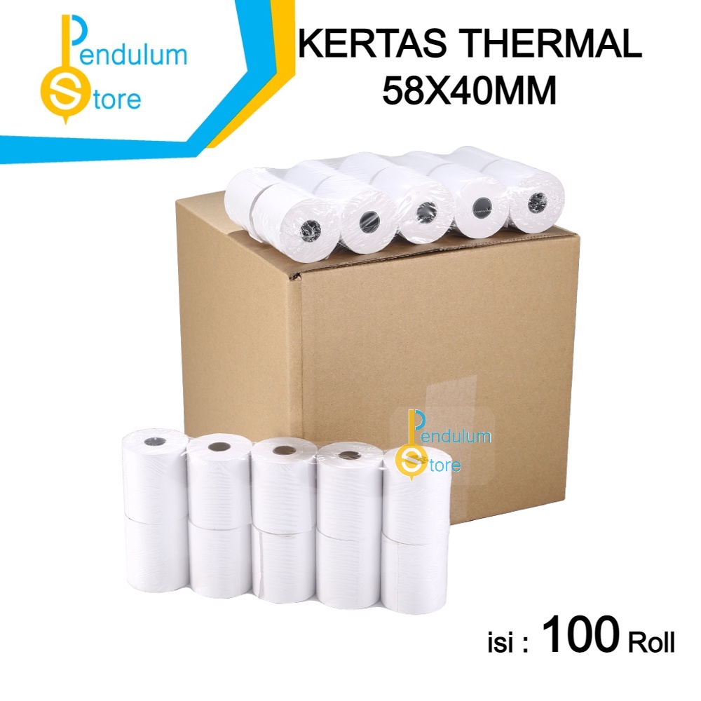 Jual Paket Kertas Thermal 58x40mm isi 100 Roll / 100 Buah Thermal Paper ...