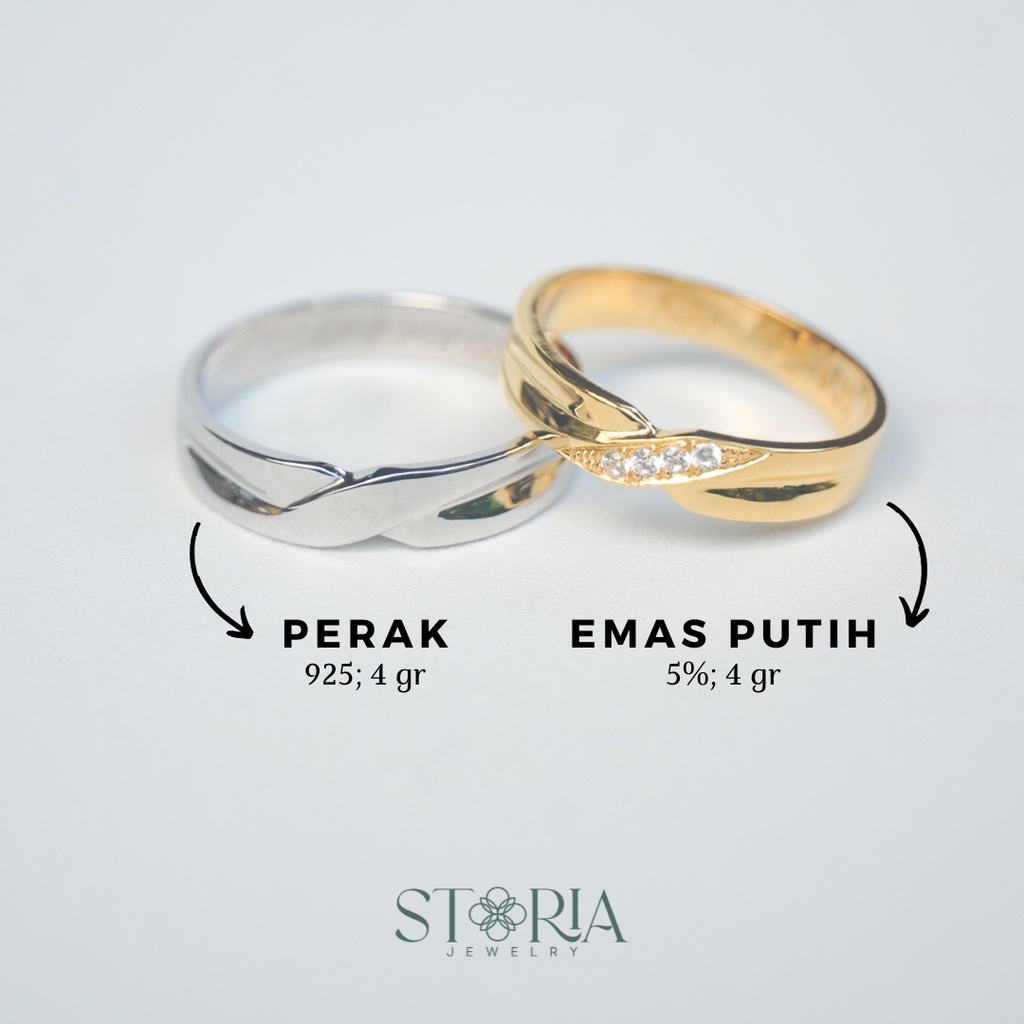 Jual Cincin Kawin Couple Emas Putih K-Gold Perak Sterling Silver 925 GS ...