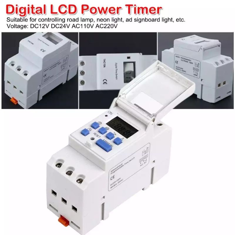 Jual Timer Digital Stop Kontak Listrik Otomatis Time Switch Relay 16A ...