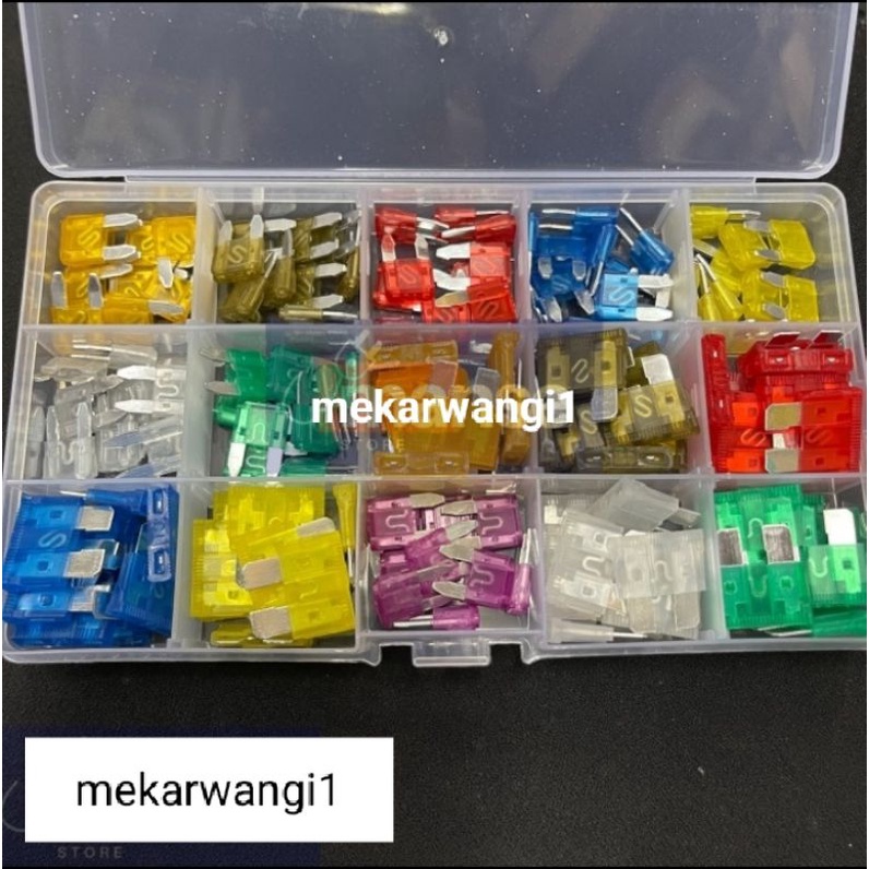 Jual Fuse Tancap Besar dan Kecil (Mix Fuse Blade Set) 150 Pcs + Box ...