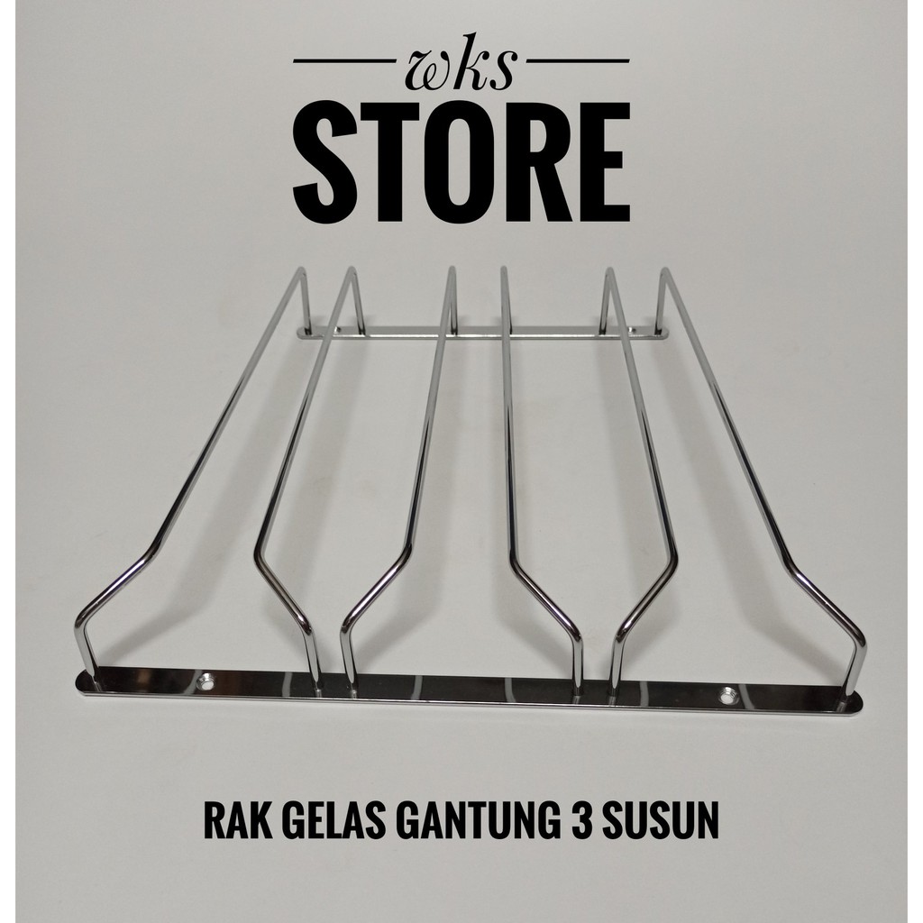 Jual Rak Gelas Wine Gantung Minibar 3 Baris | Shopee Indonesia