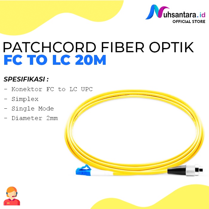 Jual Kabel Patchcord FC LC UPC 20m Fiber Optik Single Mode Patch Cord FC 20 meter | Shopee Indonesia