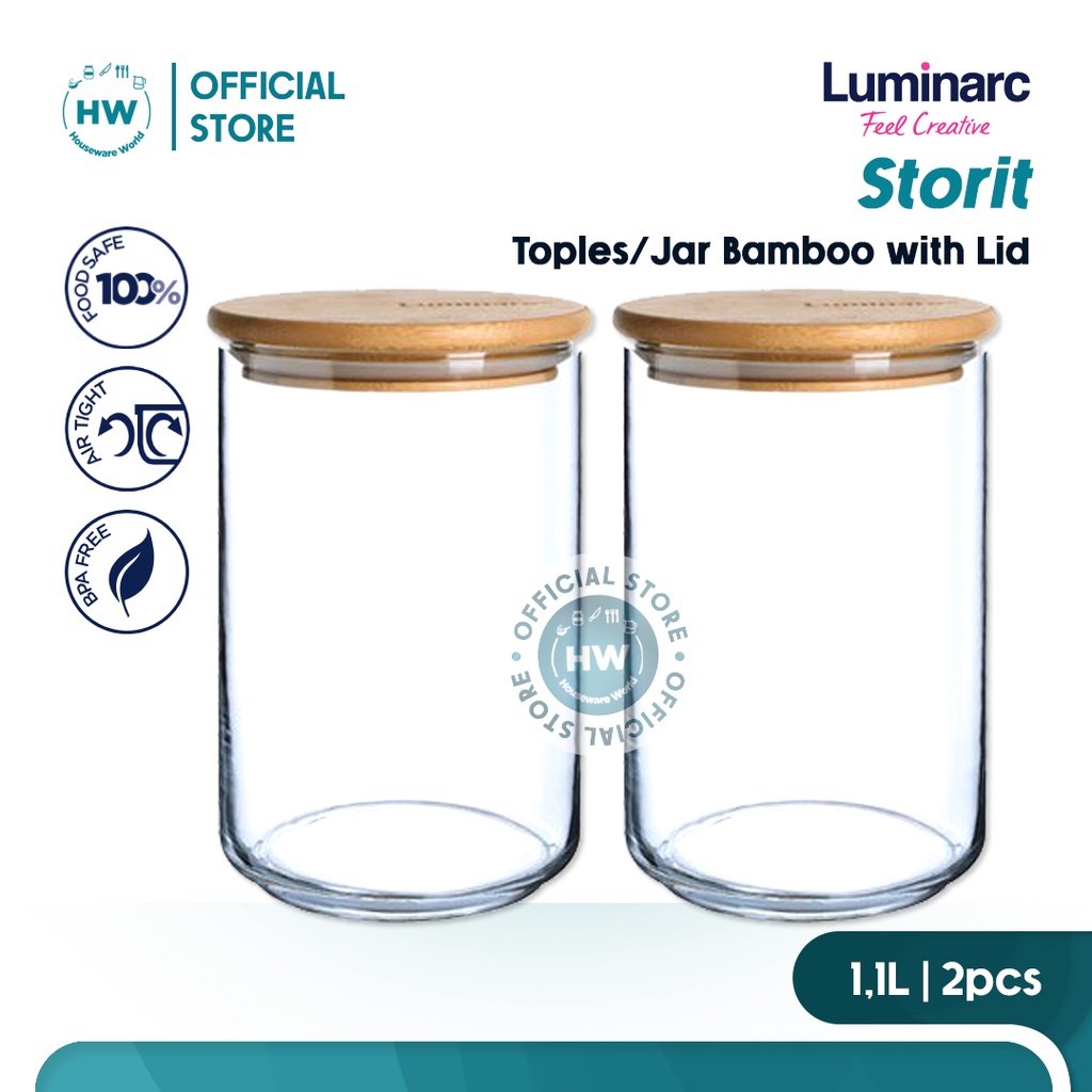 Jual Luminarc Toples/Jar Storit Bamboo Lid 1,1L - 2Pcs | Shopee Indonesia