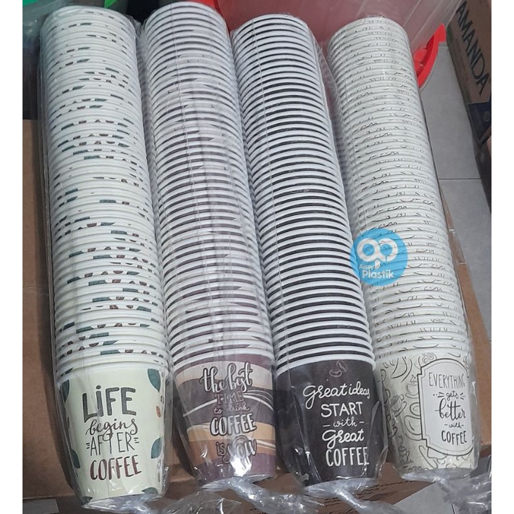 Jual paper cup/gelas kopi 6,5 oz polos,motif, & 8 oz motif (50 pcs) | Shopee Indonesia