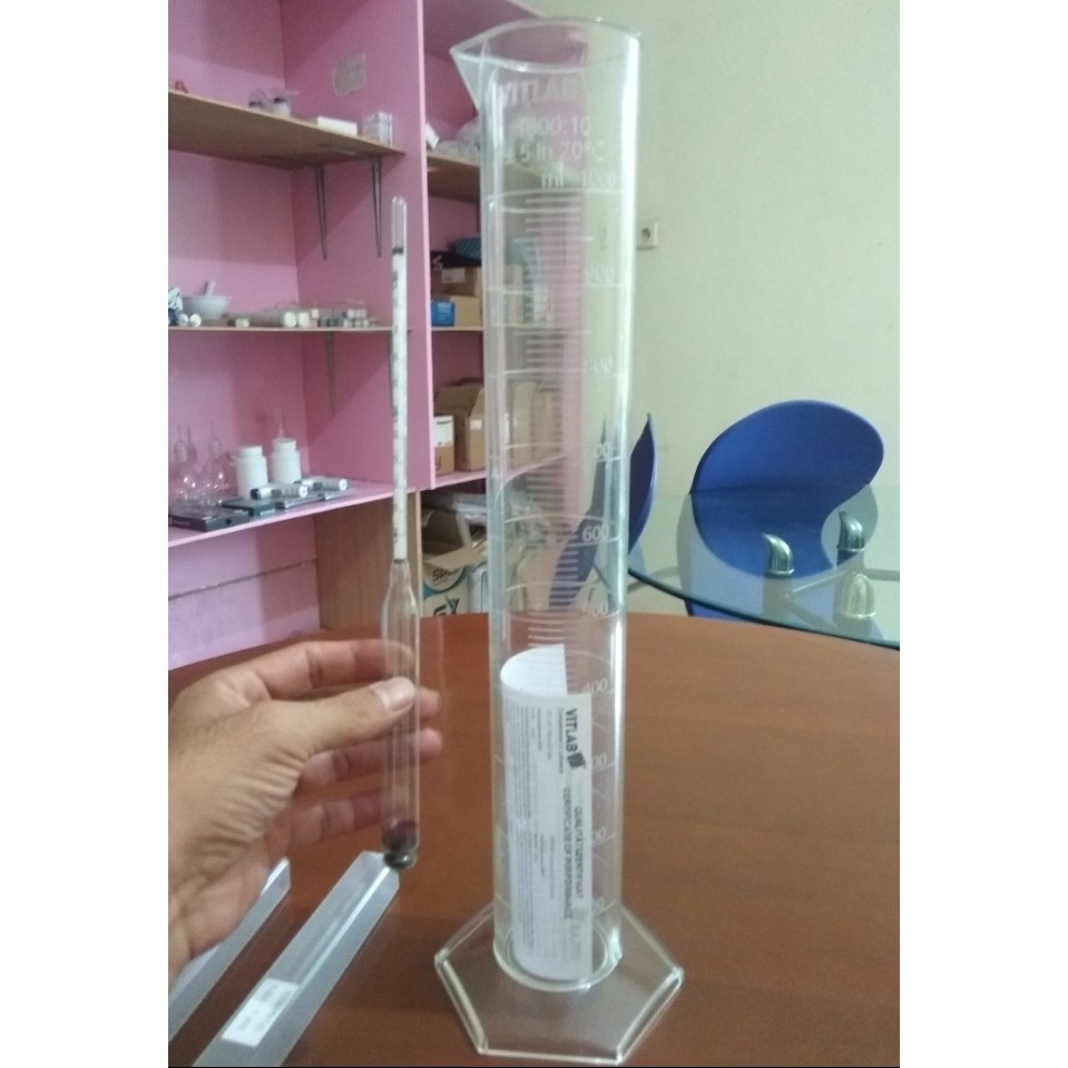 Jual Set Hydrometer Density Solar Alla Plus Gelas Ukur PMP 1 Liter Test ...